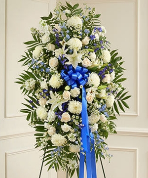 Blue & White Sympathy Flowers - Funeral Flowers, Veldkamp's Flowers Denver